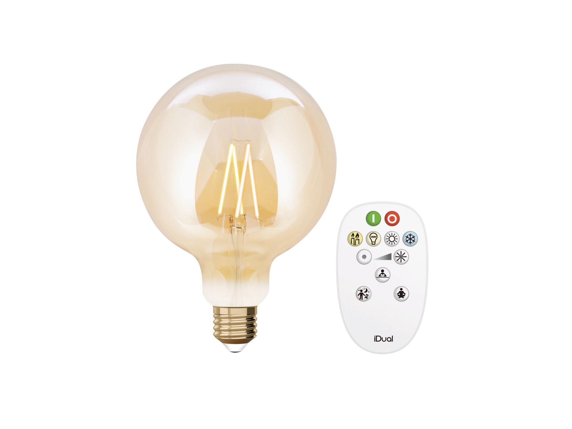 iDual White G125 LED bollamp filament E27 9W dimbaar amber ... iDual White G125 LED bollamp filament E27 9W dimbaar amber ...